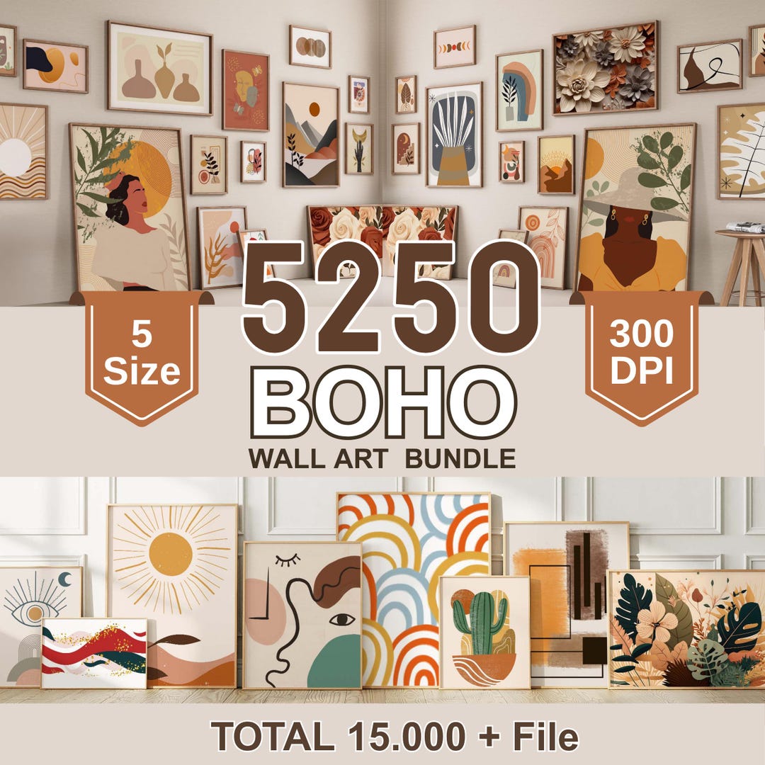 Boho Abstract Wall Art Print Set, Mega Bundle (Digital Download) - Etsy.de