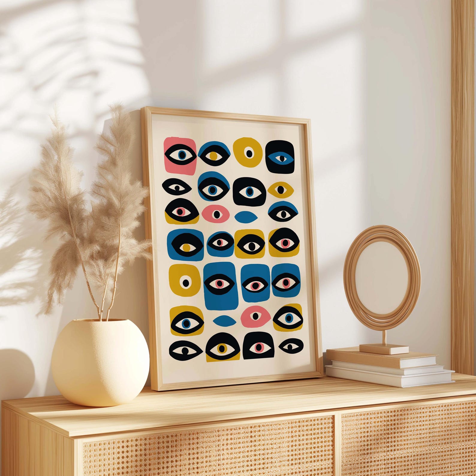 Colorful Eye Wall Art Poster: Retro Mid-Century Modern Print (Digital ...