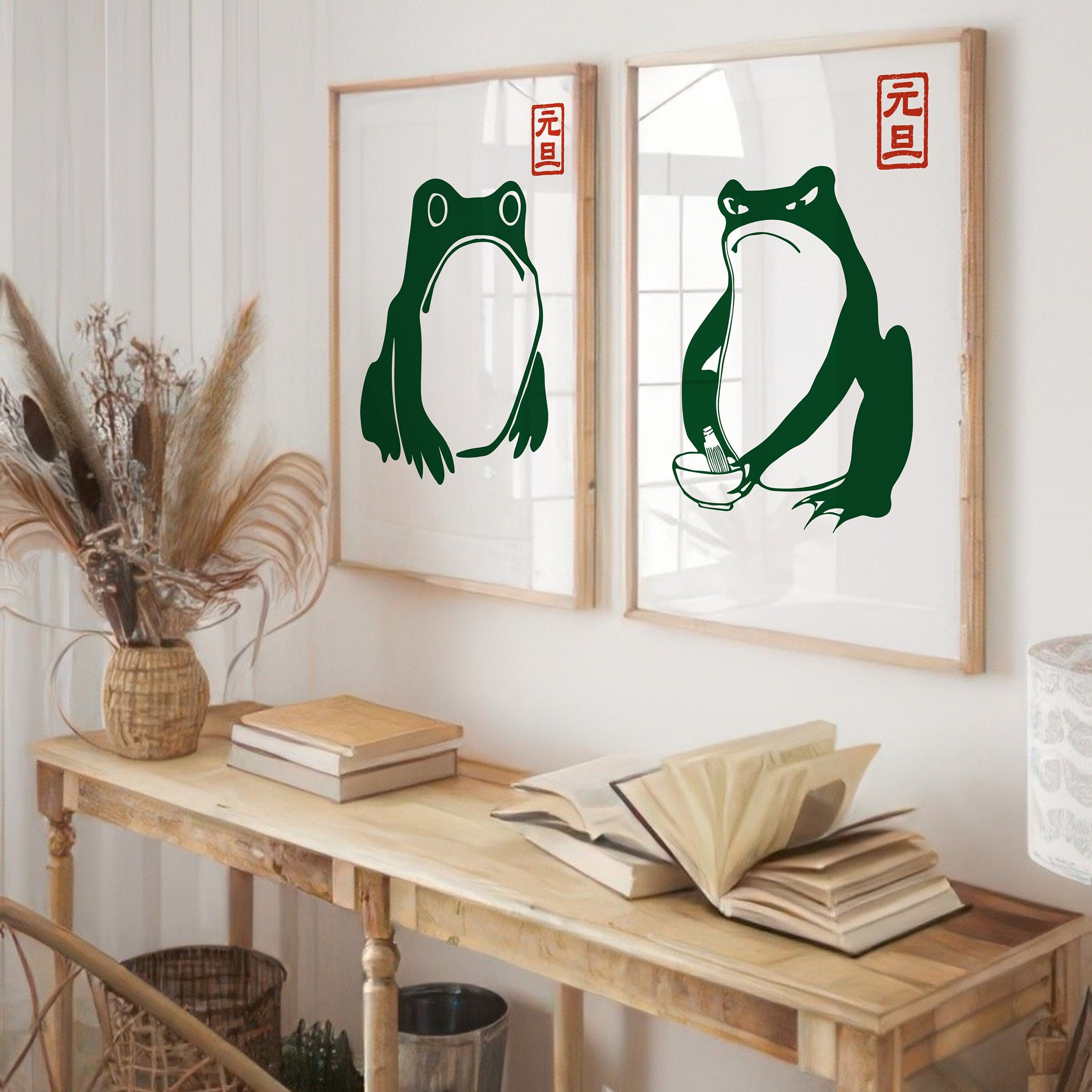 Vintage Frog Woodblock Print Set, Ukiyo-e Japanese Art (digital ...