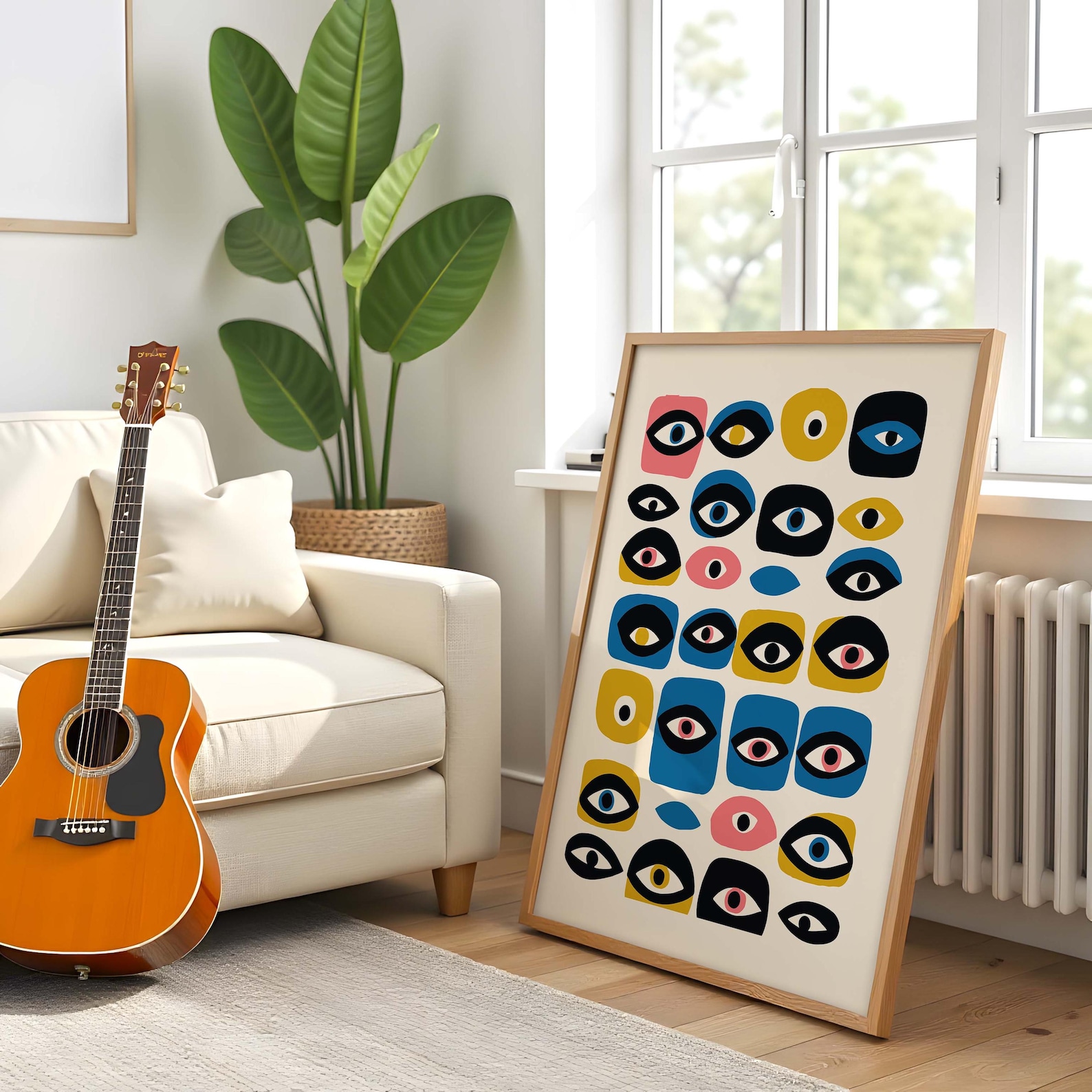 Colorful Eye Wall Art Poster: Retro Mid-Century Modern Print (Digital ...