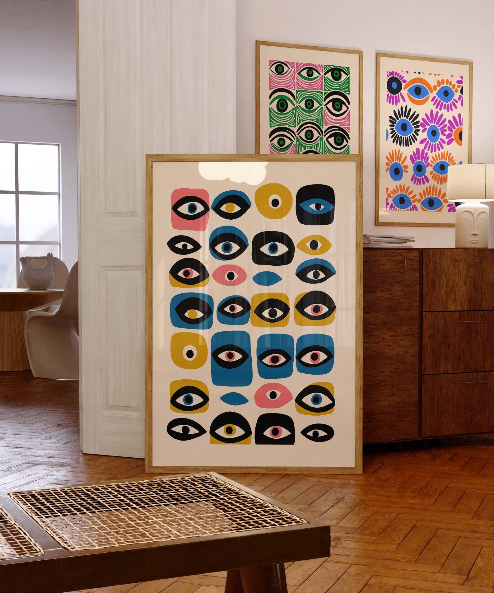 Colorful Eye Wall Art Poster: Retro Mid-Century Modern Print (Digital ...