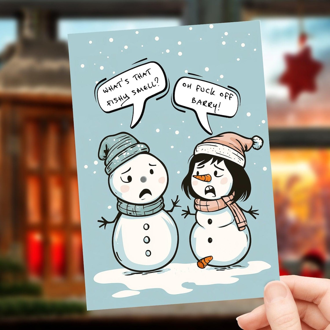 Fishy Smell Snowman Christmas Card Funny Christmas Card Rude Xmas Card ...