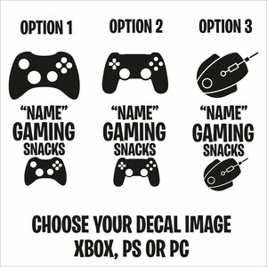 Personalized Gaming Snacks Vinyl Decal: Gamer Gift, Container Label (NO ...