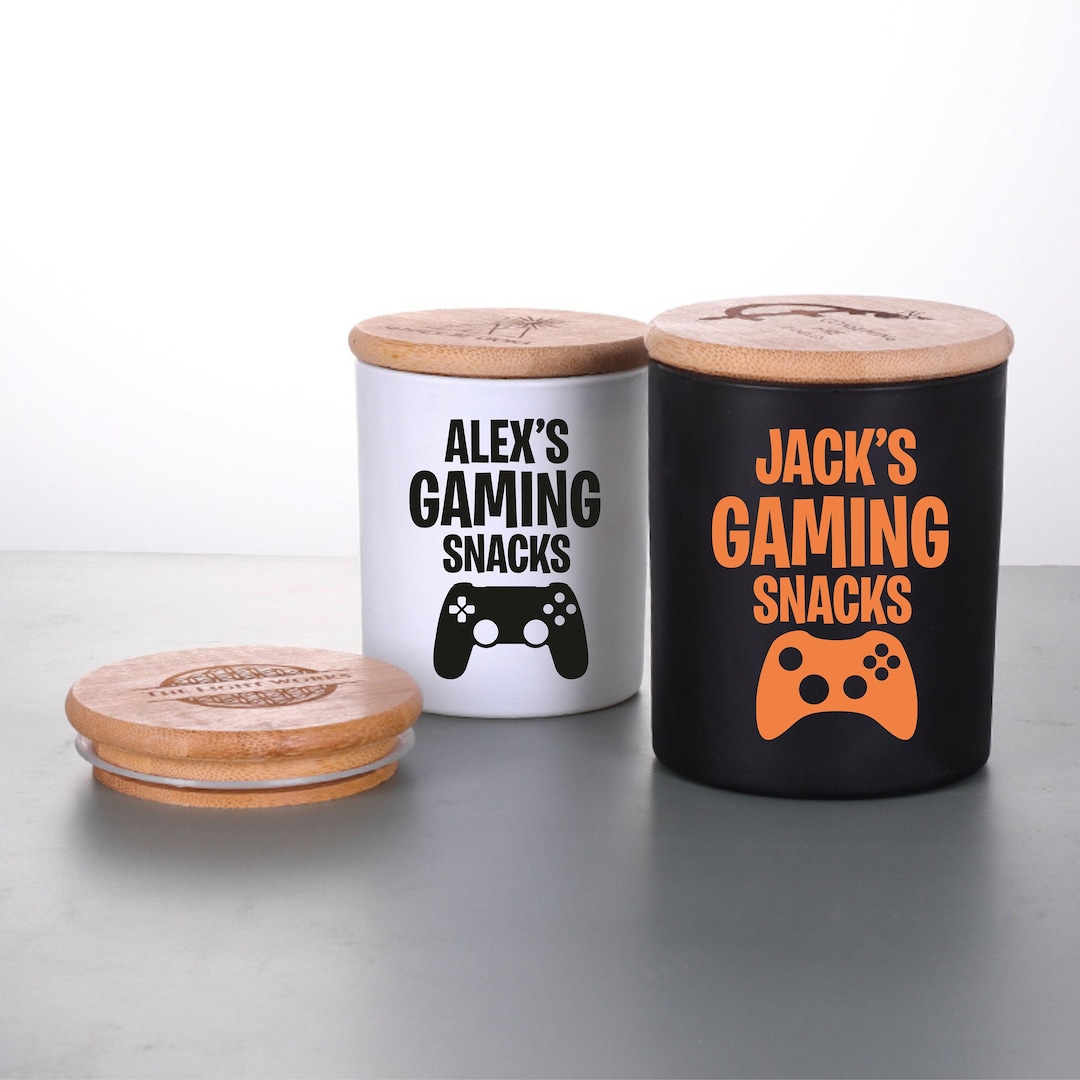 Personalized Gaming Snacks Vinyl Decal: Gamer Gift, Container Label (NO ...