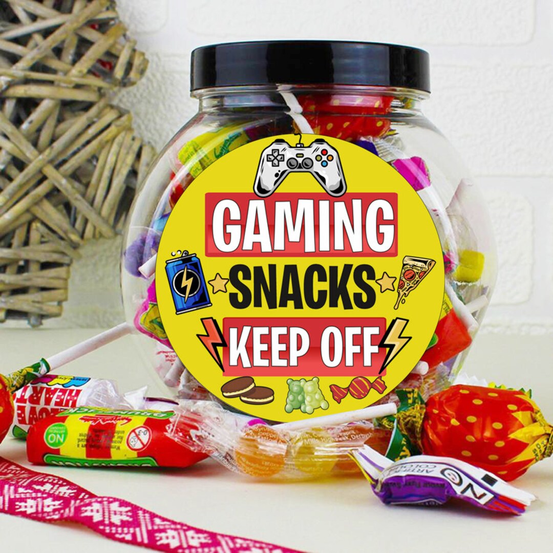 Gaming Snacks Keep off Sticker | Gamer Gift, Snack Jar Decal - Etsy