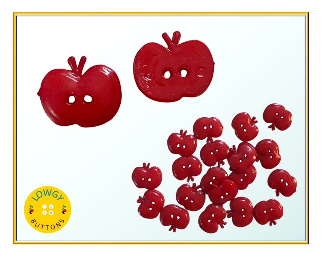 Red Apple Buttons With 2 Holes 16mm X 14mm Choice of Quantity - Etsy