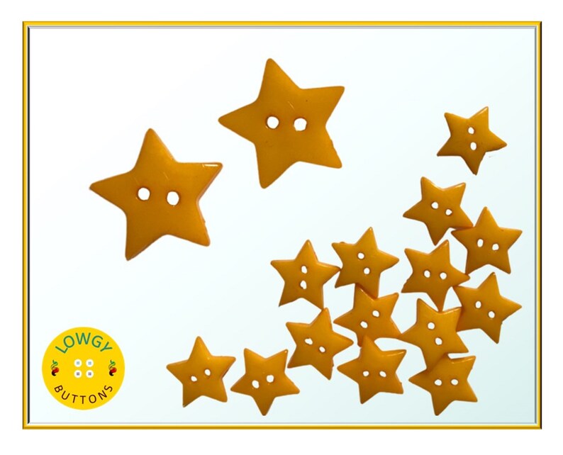 Golden Yellow Star Buttons With 2 Holes 19mm Choice of Quantity - Etsy