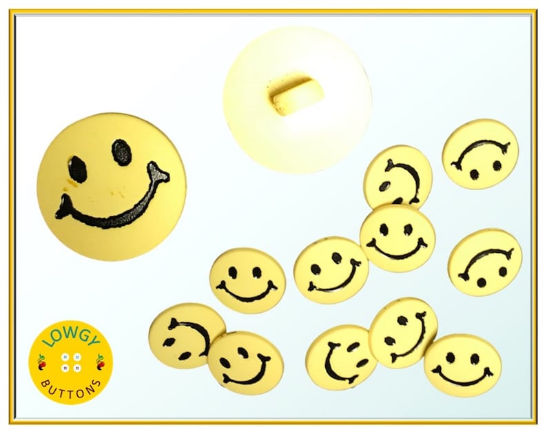 Yellow Smiley Face Buttons With Shank 15mm Choice of Quantity - Etsy