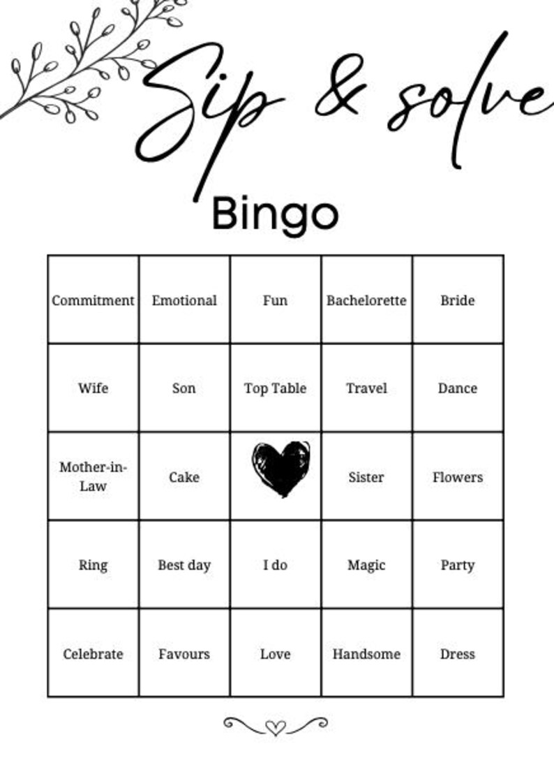 Downloadable Printable Wedding Bingo Game - Etsy