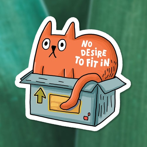 Funny Cat Vinyl Sticker Cute Orange Cat Sticker Cool Cat - Etsy