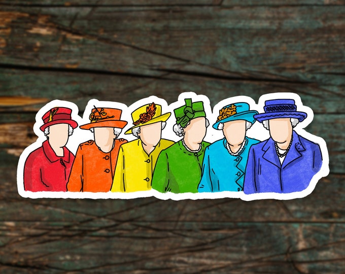 Rainbow Queen Sticker Queen Elizabeth II Sticker Queen Crown Sticker ...