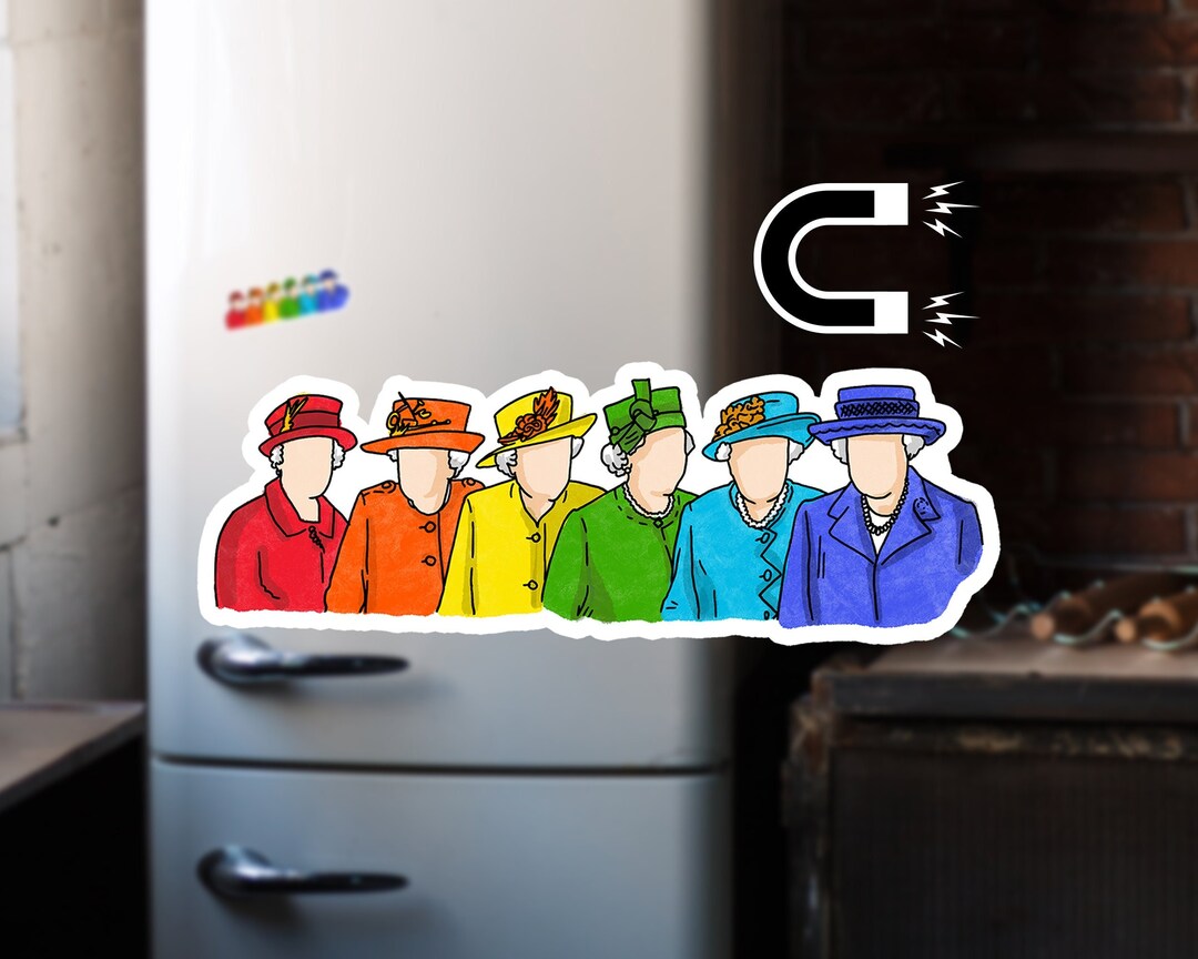 Rainbow Queen Fridge Magnet - Queen Elizabeth II Magnet - Queen Crown ...