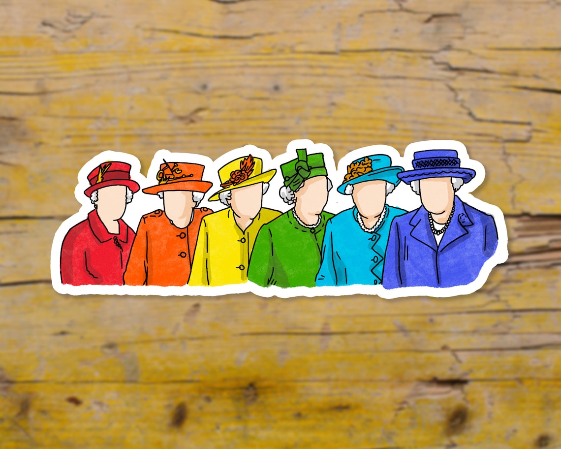 Rainbow Queen Sticker Queen Elizabeth II Sticker Queen - Etsy