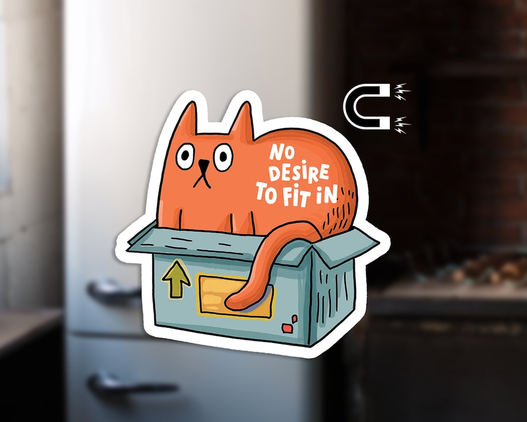 Funny Cat Fridge Magnet - Cute Orange Cat Magnet - Cool Cat Car Magnet ...