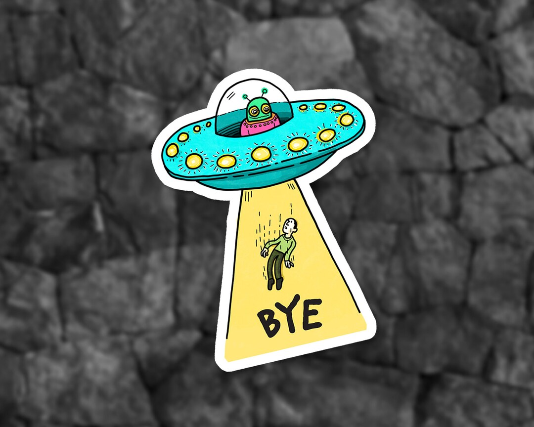 UFO Die Cut Sticker - Funny Alien Sticker - Space Sticker - Alien ...