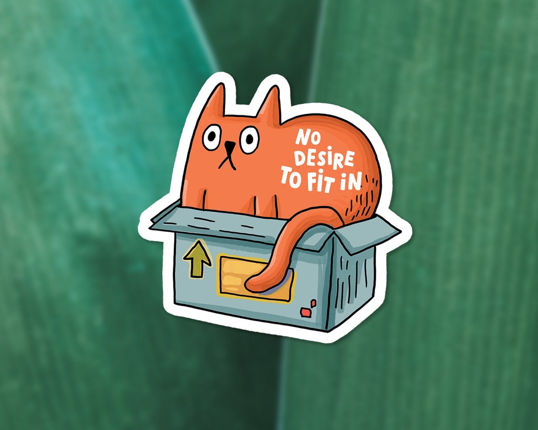 Funny Cat Vinyl Sticker - Cute Orange Cat Sticker - Cool Cat Laptop ...