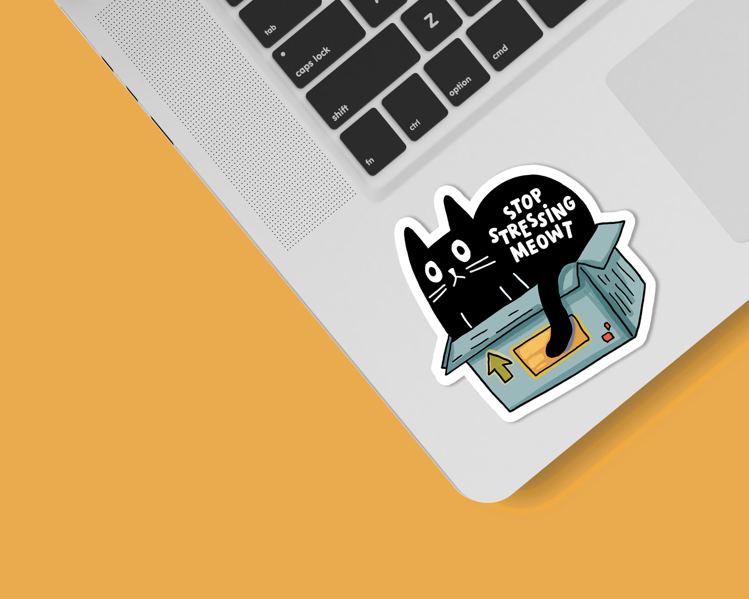 Funny Black Cat Sticker Cute Stressed Cat Sticker Cool - Etsy