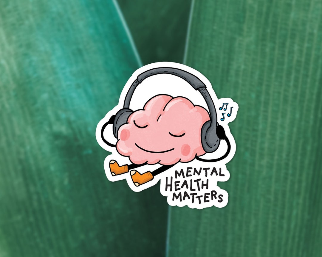 Cute Brain Vinyl Sticker - Mental Health Matters Sticker - Good Vibes ...