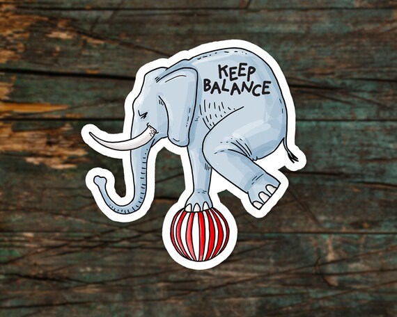 Cute Elephant Sticker Keep Balance Vinyl Sticker Animal - Etsy