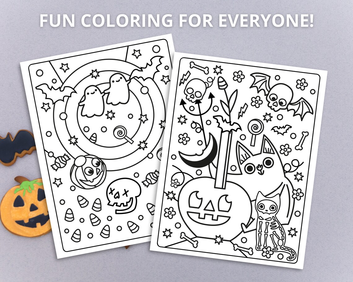 Halloween Coloring Pages BUNDLE, Halloween Coloring Sheets, Coloring ...