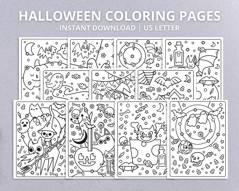 Halloween Coloring Pages BUNDLE, Halloween Coloring Sheets, Coloring ...