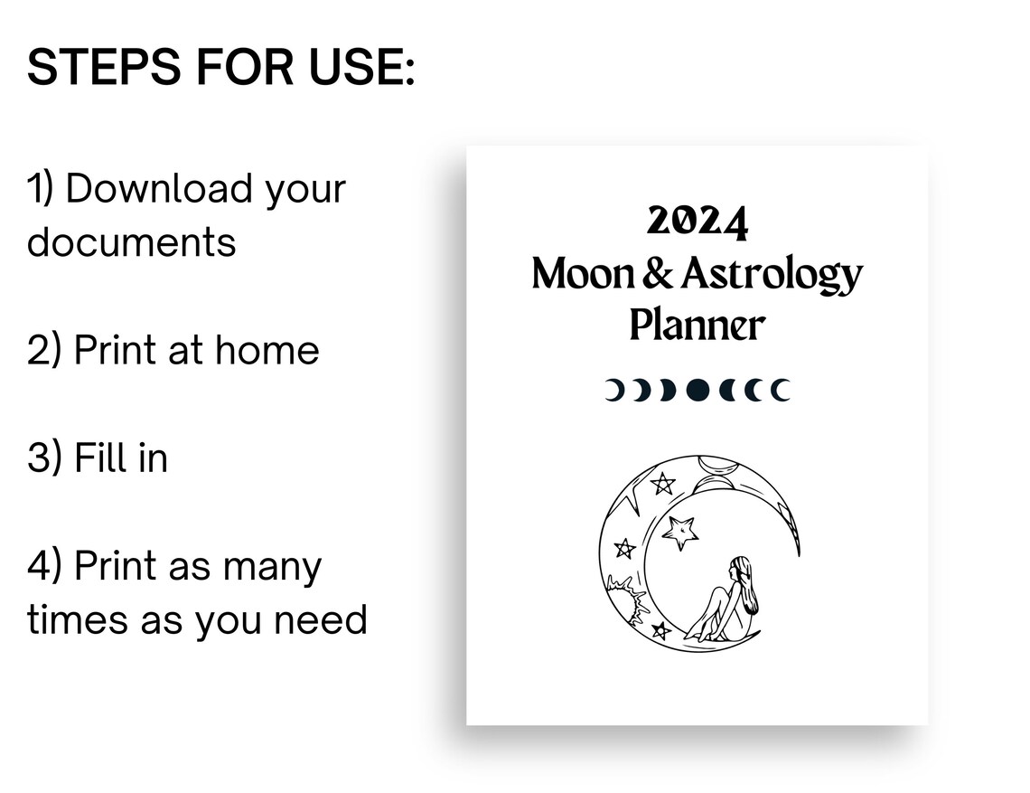 Printable 2024 Moon Astrology Calendar - Etsy