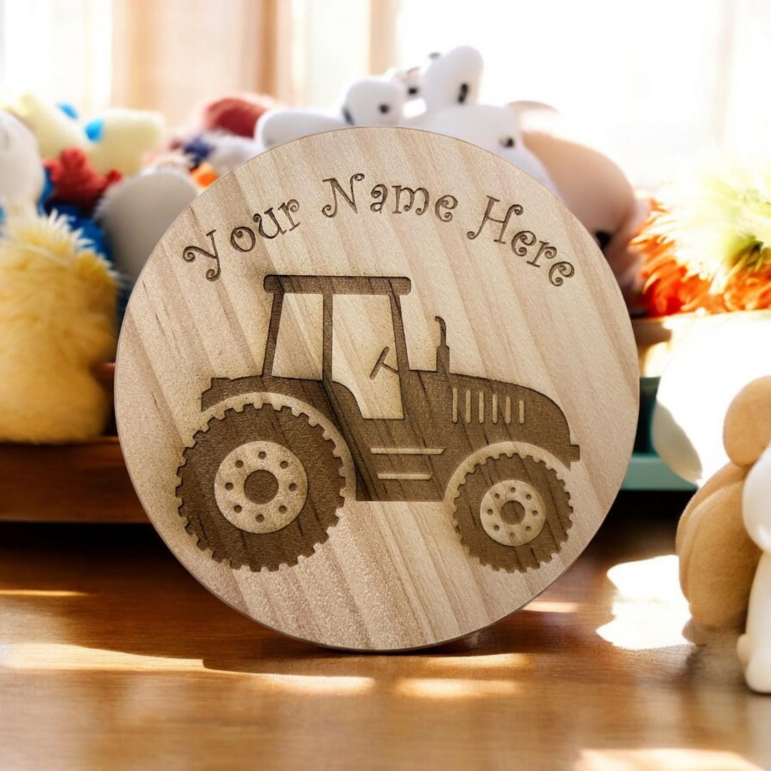 Personalised Tractor Wooden Coaster - Custom Engraved Design - Perfect ...