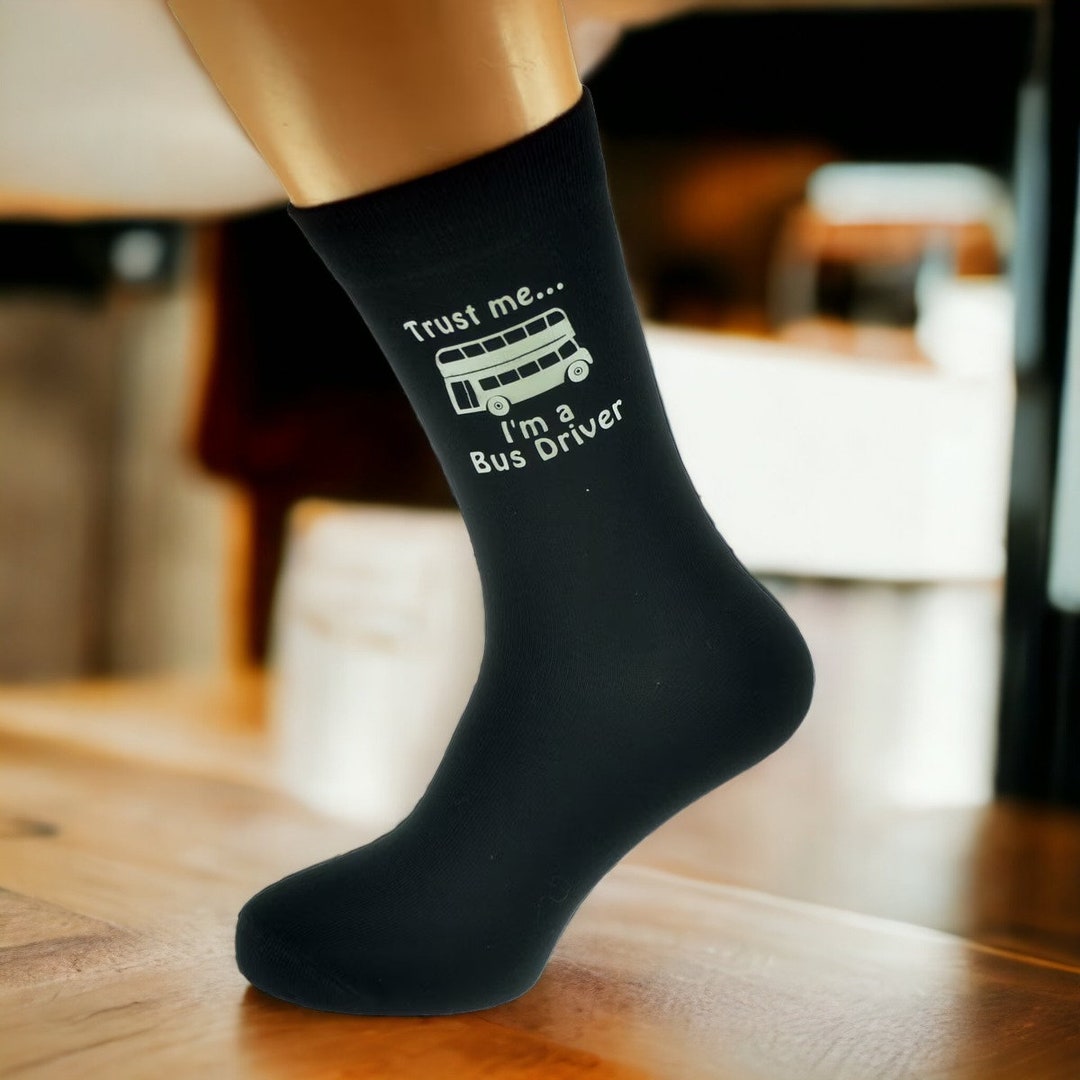Trust Me I'm a Bus Driver Image Design Mens Black Socks - Etsy UK
