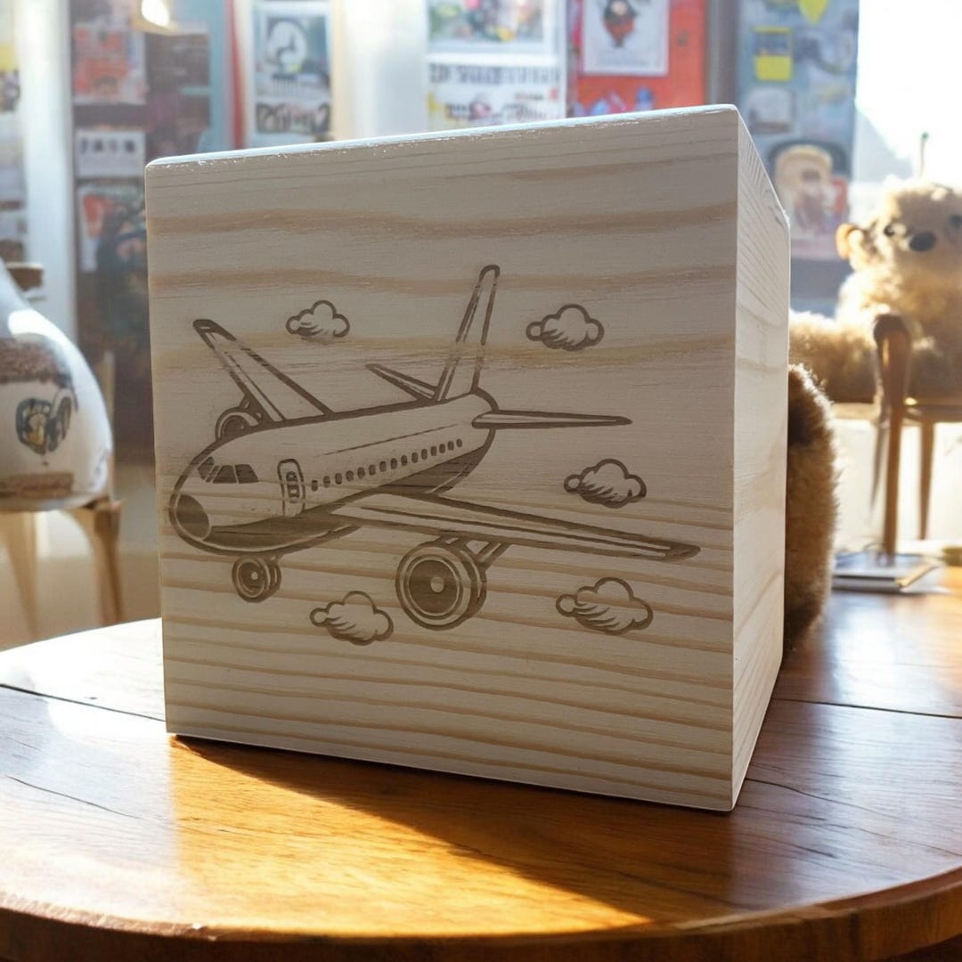 Airplane Money Box – Personalised Engraved Piggy Bank Gift for Kids ...