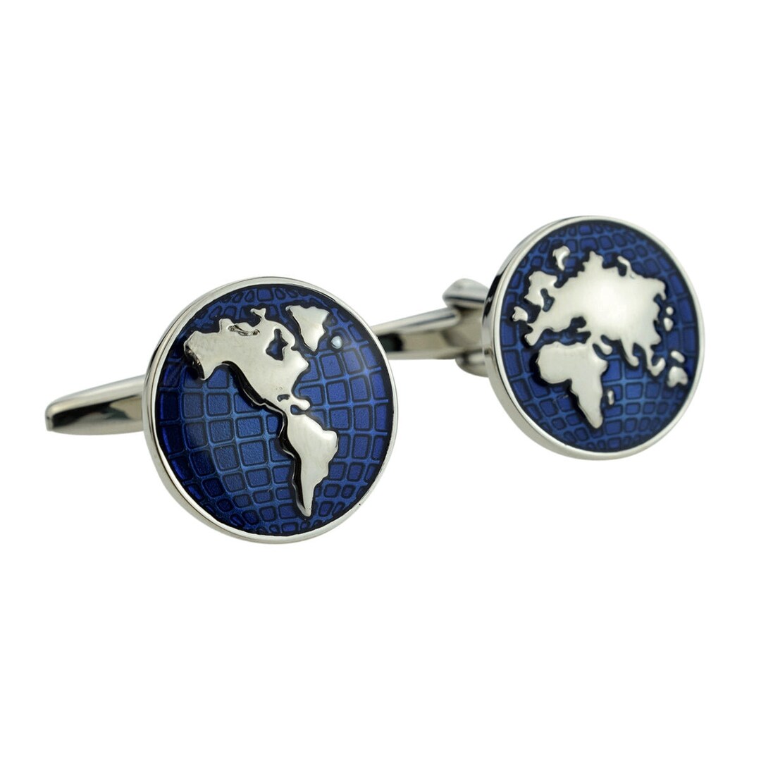 Blue Enamelled World Map Cufflinks - Etsy