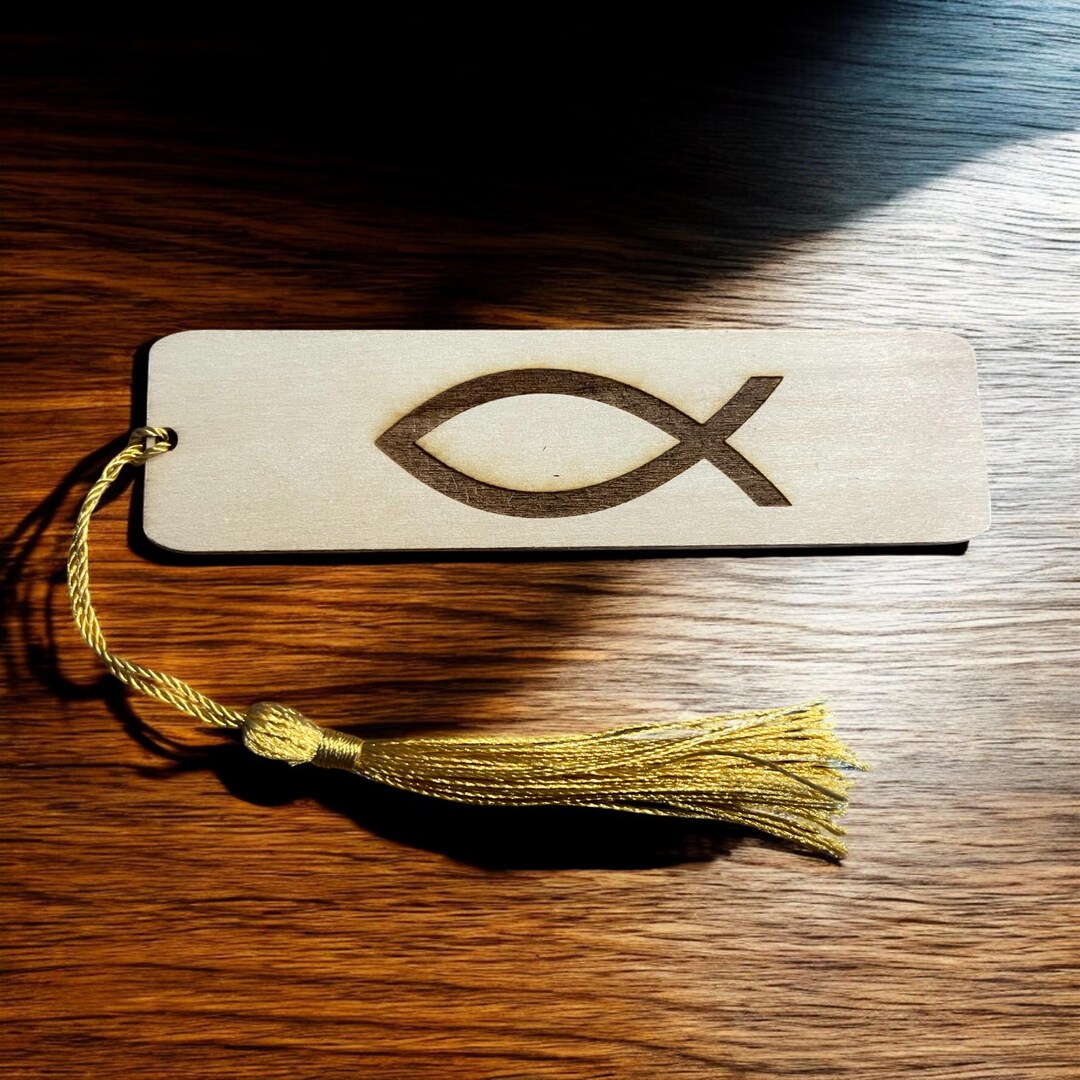 Ichthys Fish Bookmark - Laser Engraved Wooden Christian Design - Etsy UK