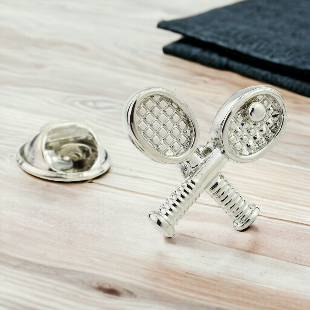 Crossed Tennis Racquets Lapel Pin Badge Novelty Gifts Presents for Men ...