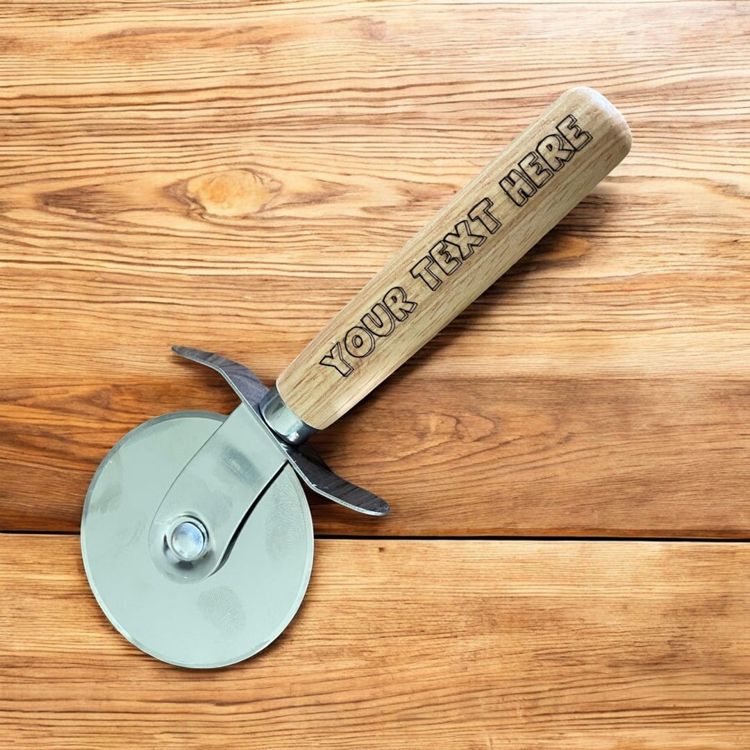 Personalised Wooden Pizza Cutter – Custom Engraving Available - Etsy