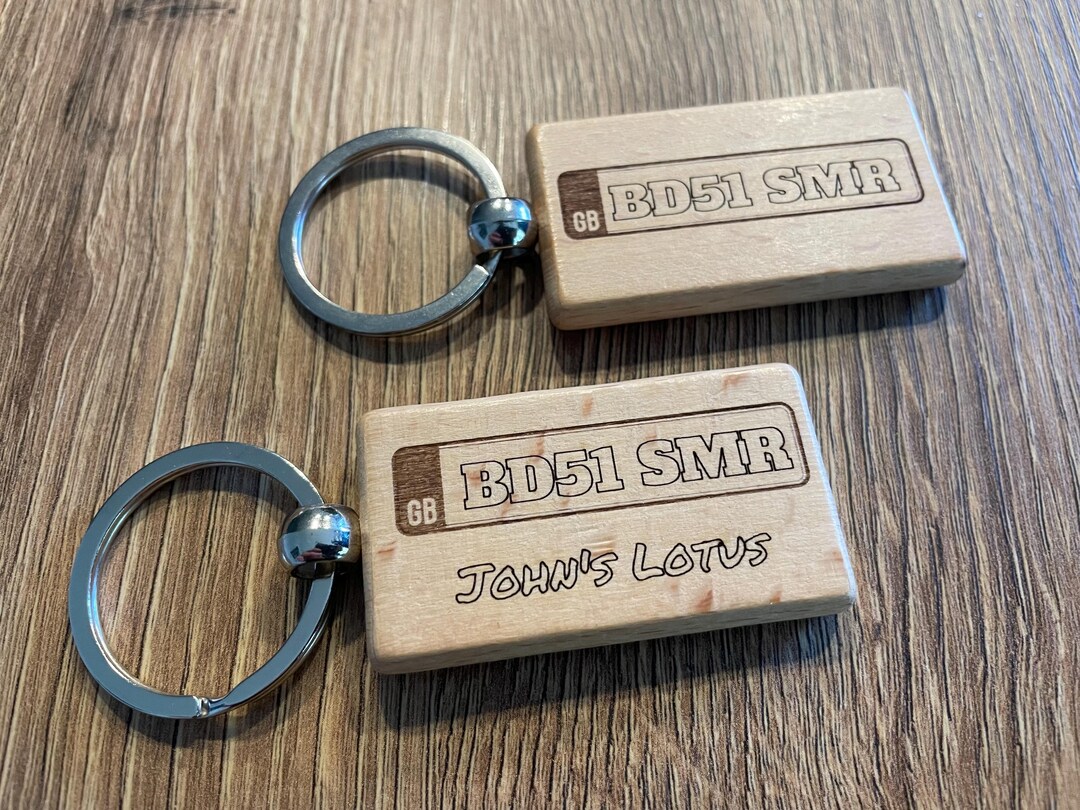 Car Number Plate Keyring: Personalized Wood Keychain (custom Engraving ...