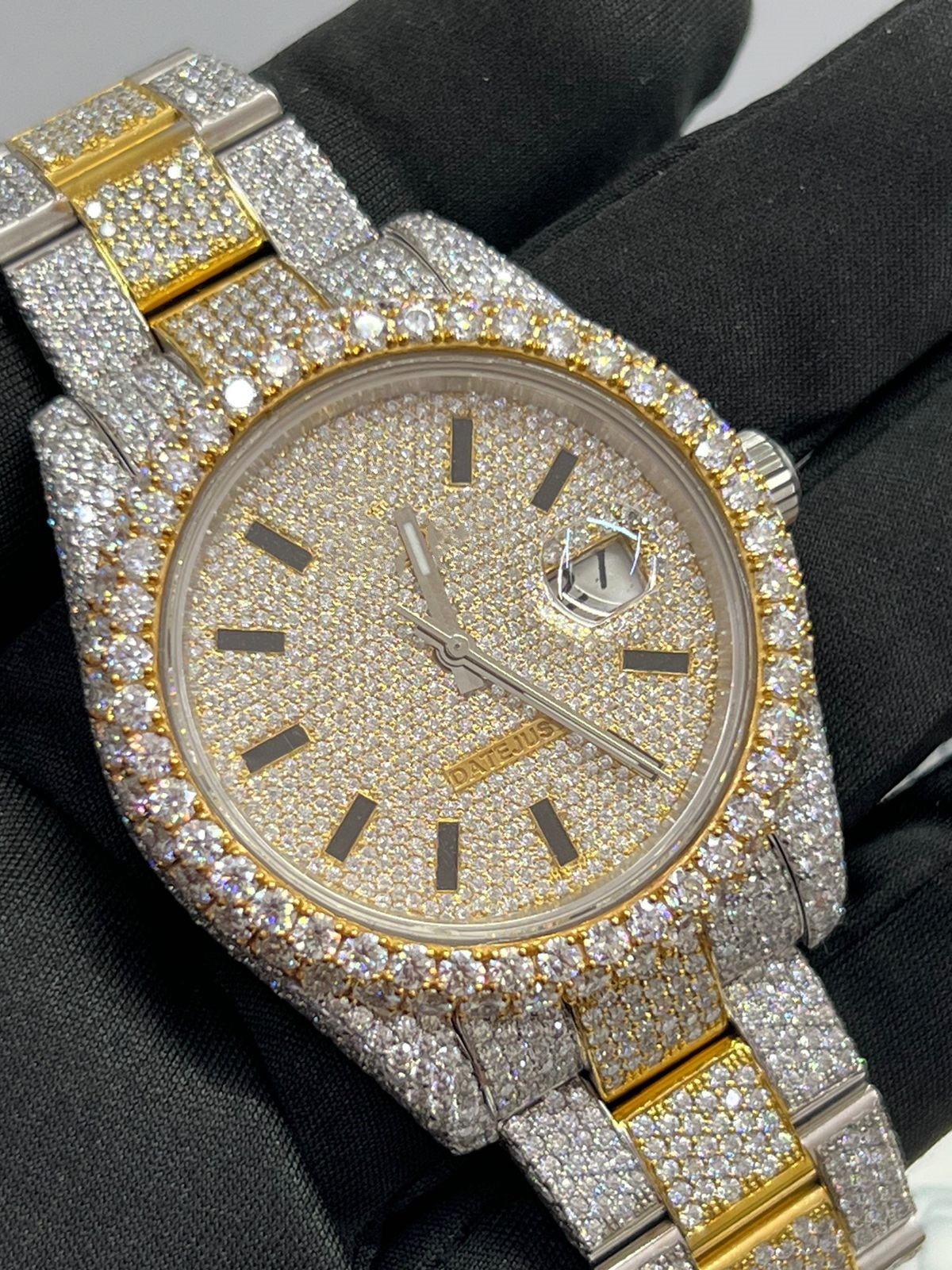 VVS Moissanite Diamond Watch, Handmade Moissanite Studded Watch ...