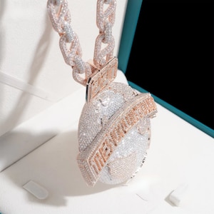 Iced Out Moissanite Pendant, Men's Custom Charm, Men's Moissanite Chain ...