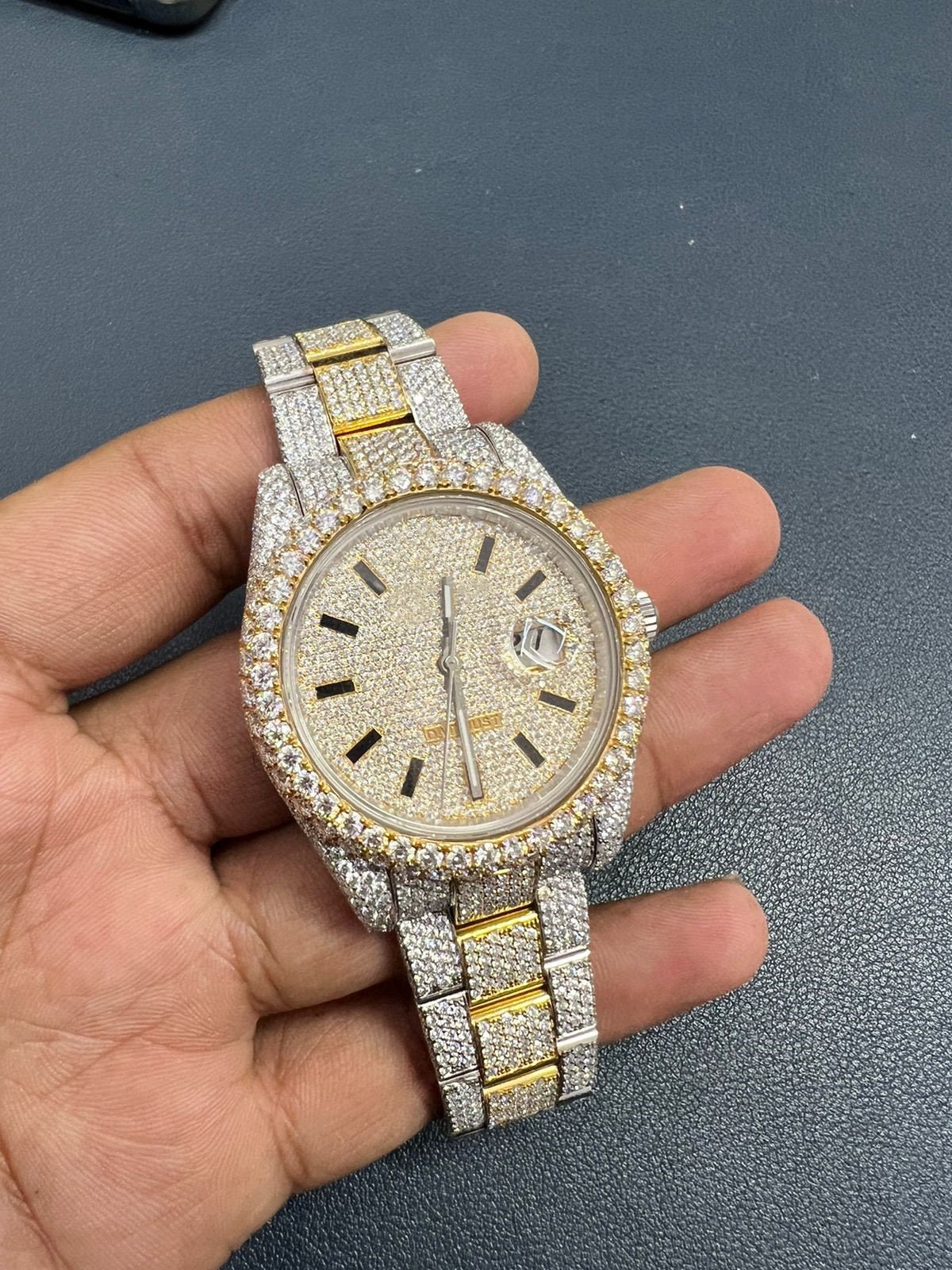 VVS Moissanite Diamond Watch, Handmade Moissanite Studded Watch ...