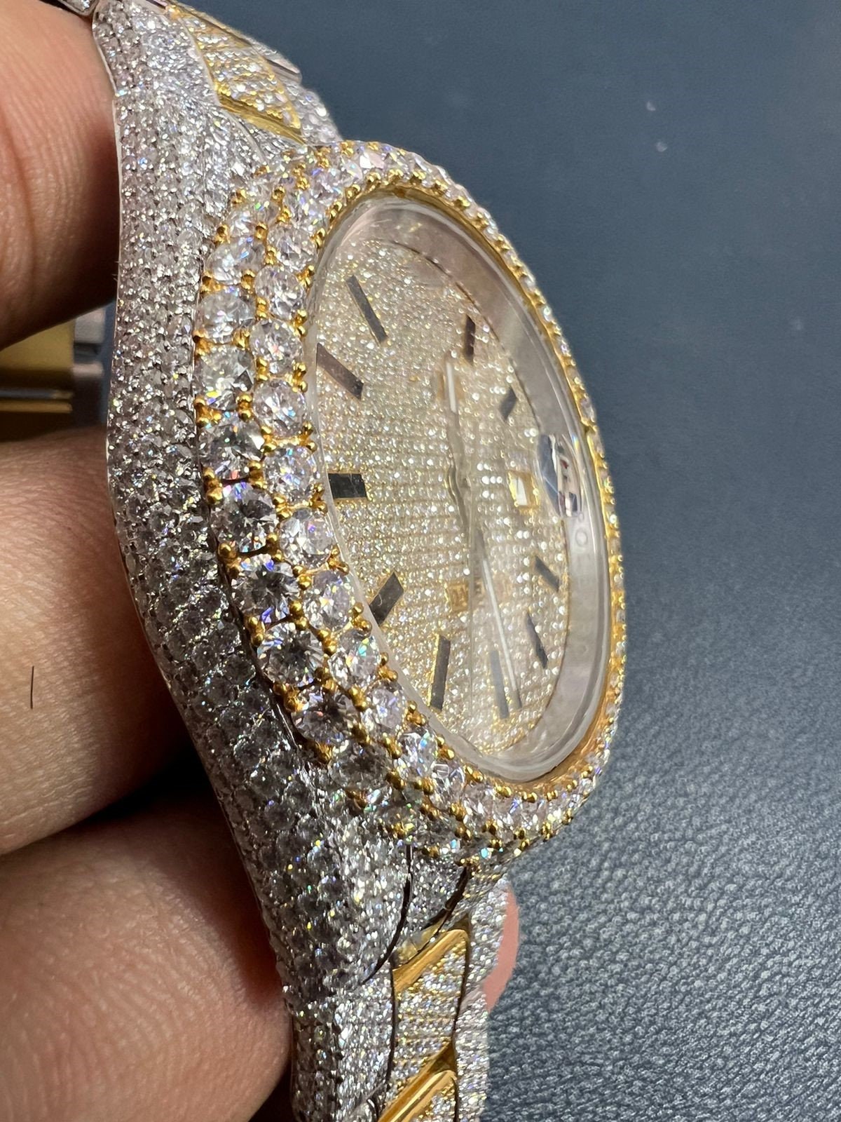 VVS Moissanite Diamond Watch, Handmade Moissanite Studded Watch ...