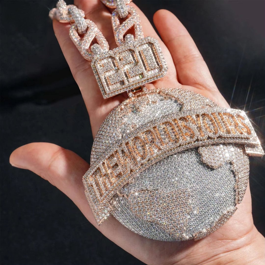 Iced Out Moissanite Pendant, Men's Custom Charm, Men's Moissanite Chain ...