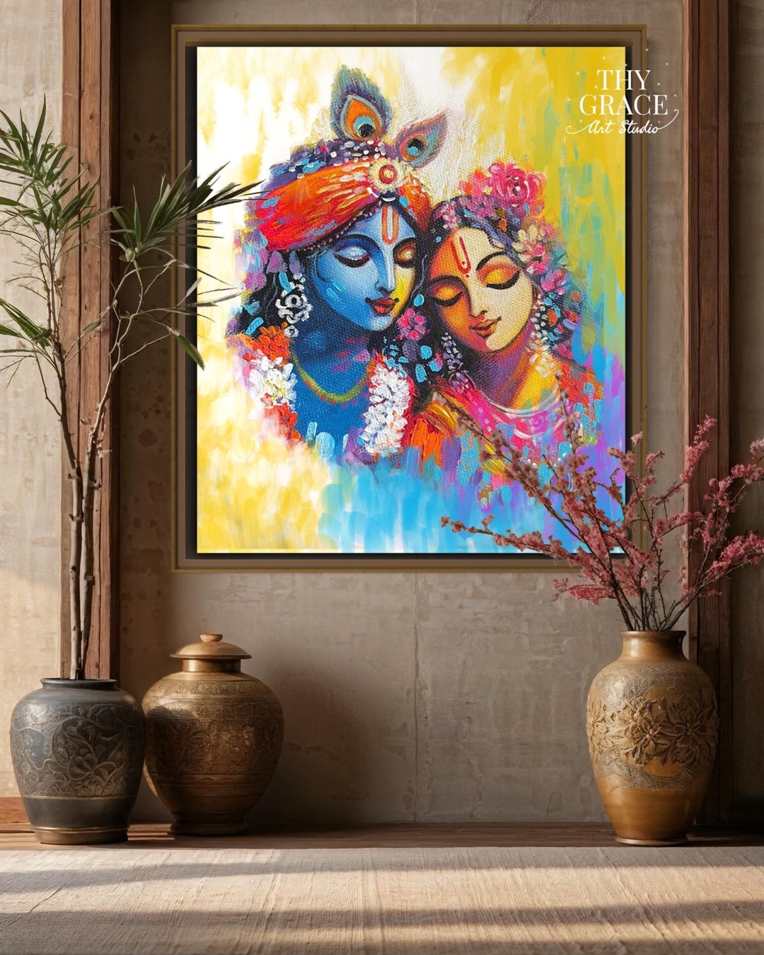 Original Modern Abstract RADHA KRISHNA Painting /palette Knife Work ...