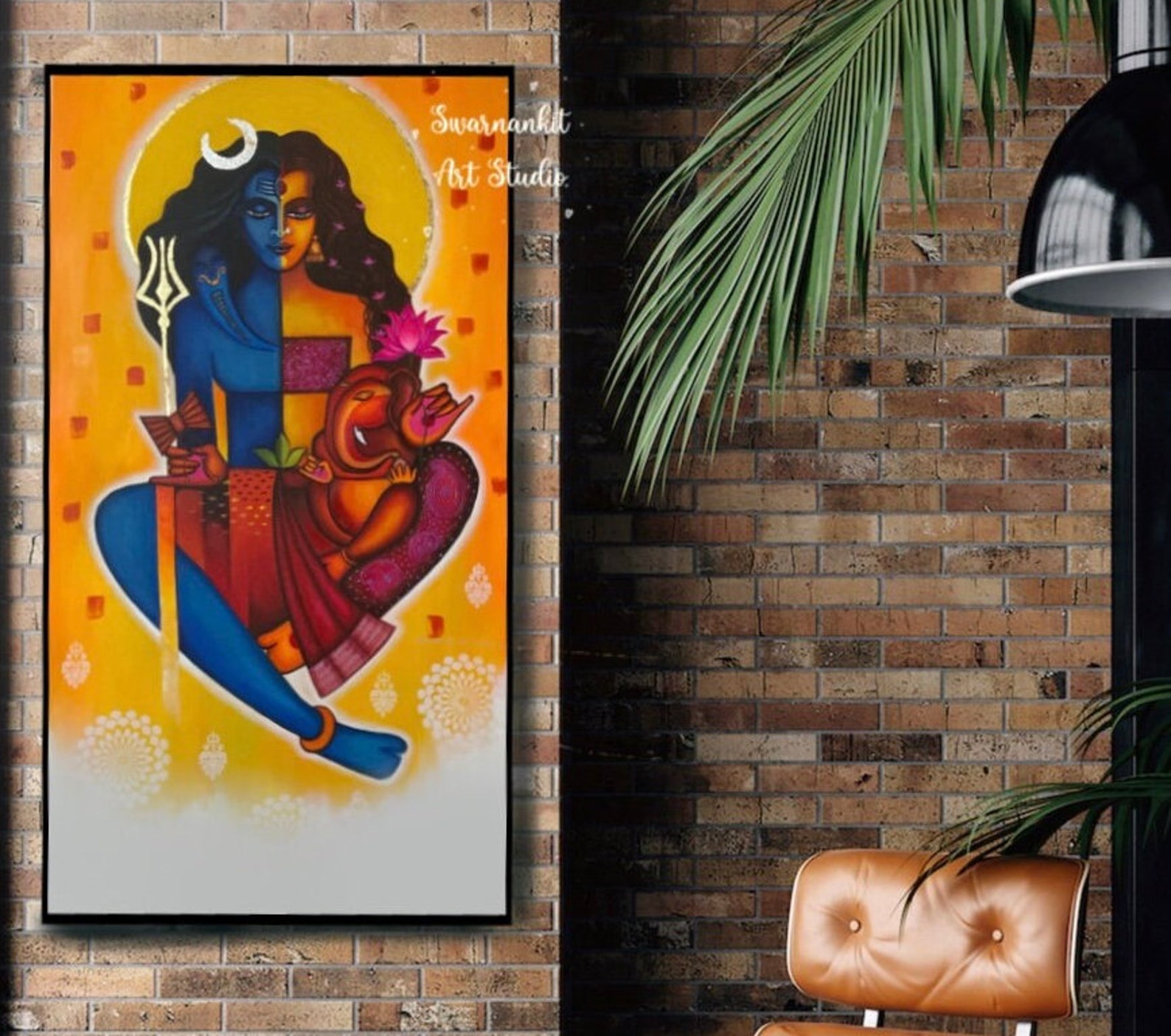 Very Beautiful Original Handmade Abstract SHIVA SHAKTI, Shiva Parvati ...