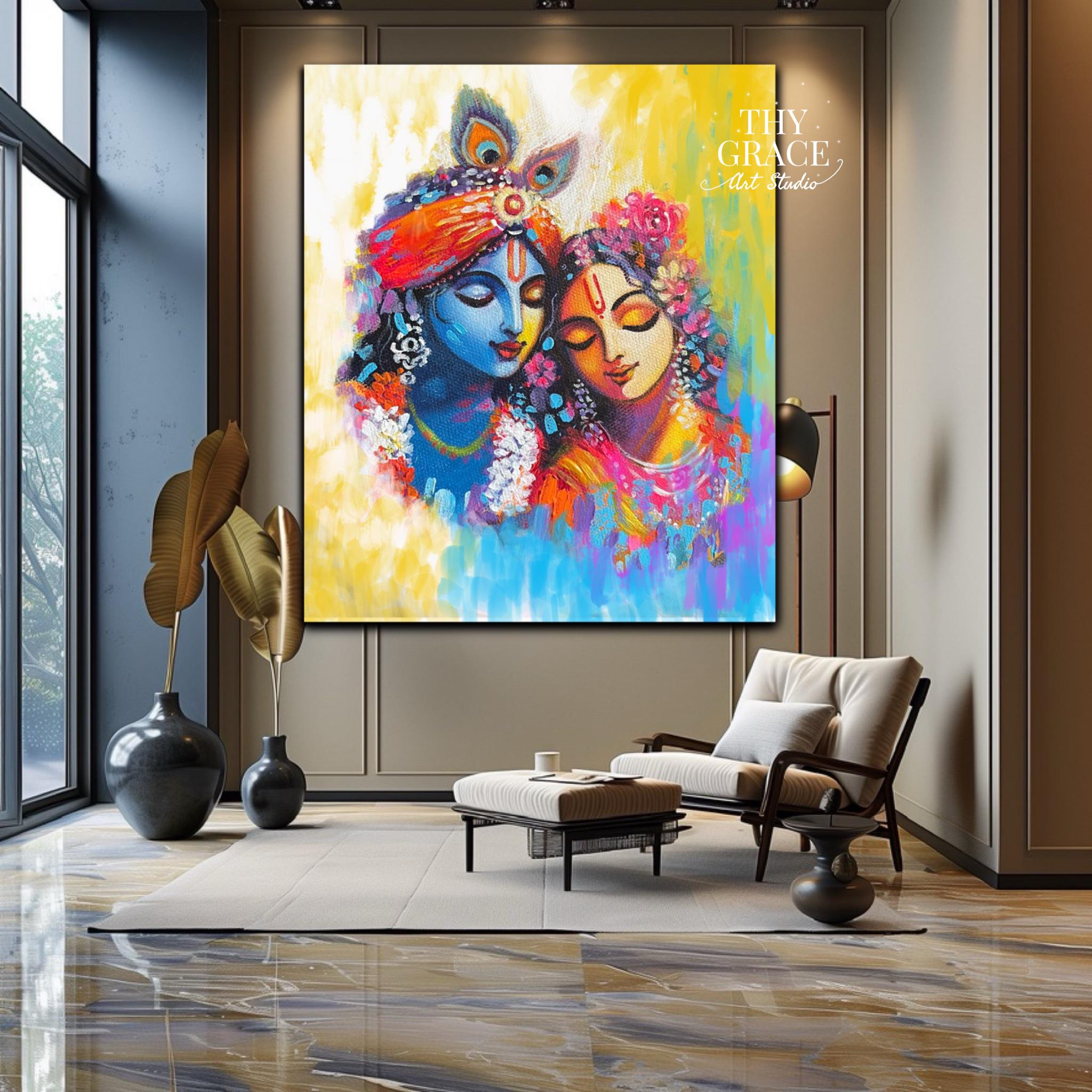 Original Modern Abstract RADHA KRISHNA Painting /palette Knife Work ...