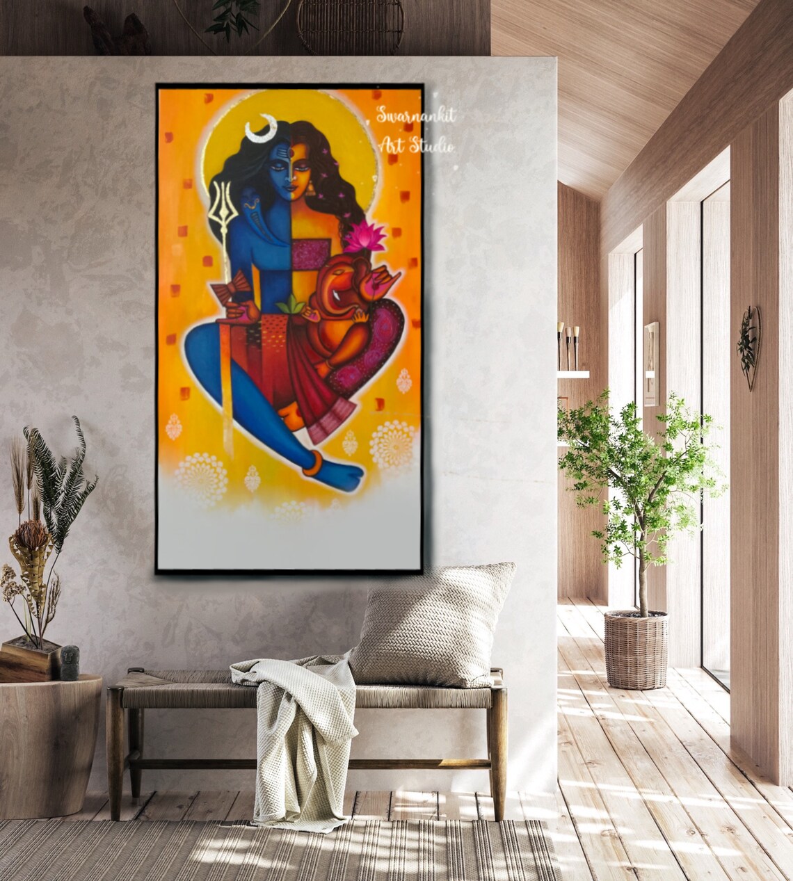 Very Beautiful Original Handmade Abstract SHIVA SHAKTI, Shiva Parvati ...