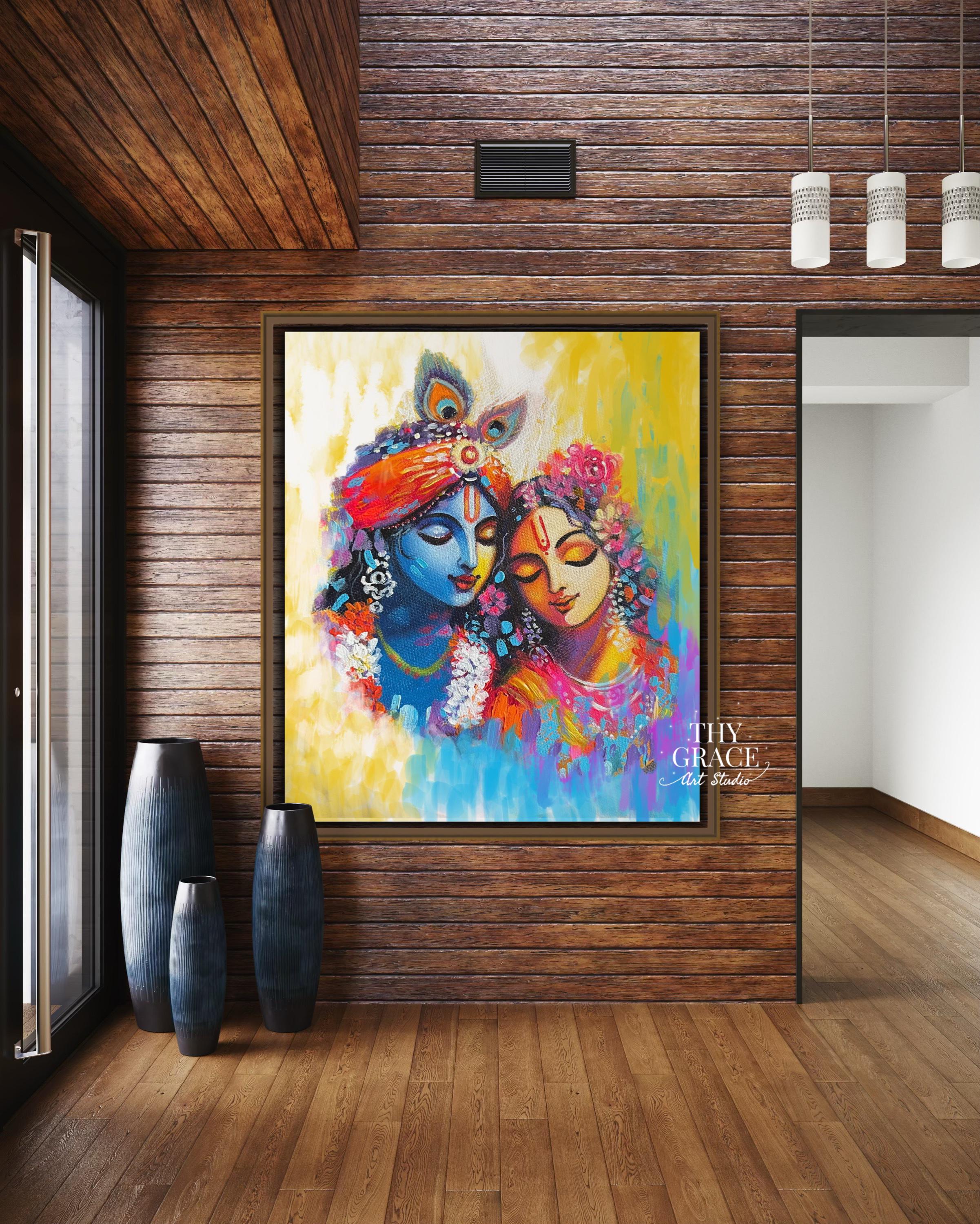 Original Modern Abstract RADHA KRISHNA Painting /palette Knife Work ...