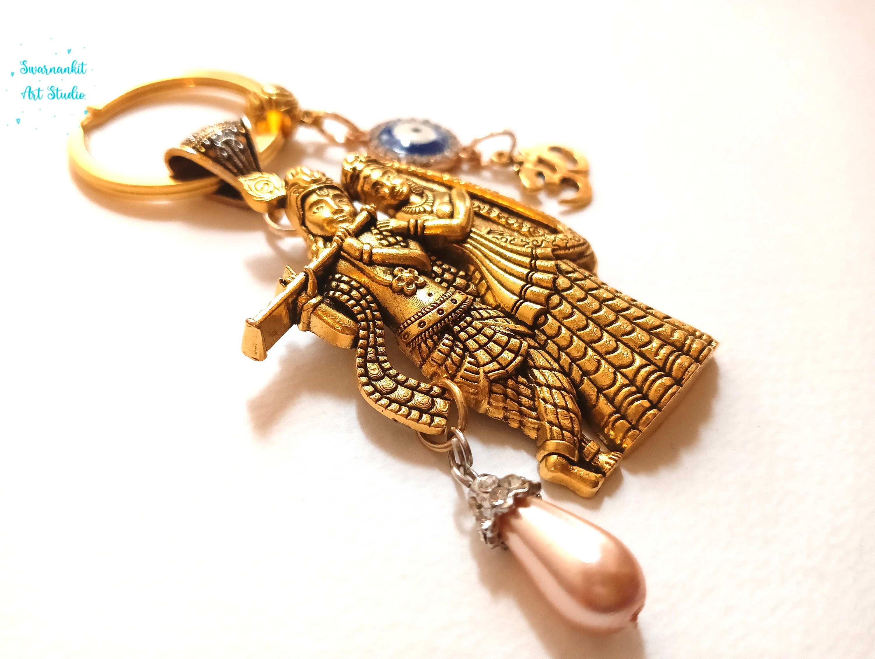 Very Beautiful Shri Radha Krishna OM and Evil Eye Keychain - Etsy