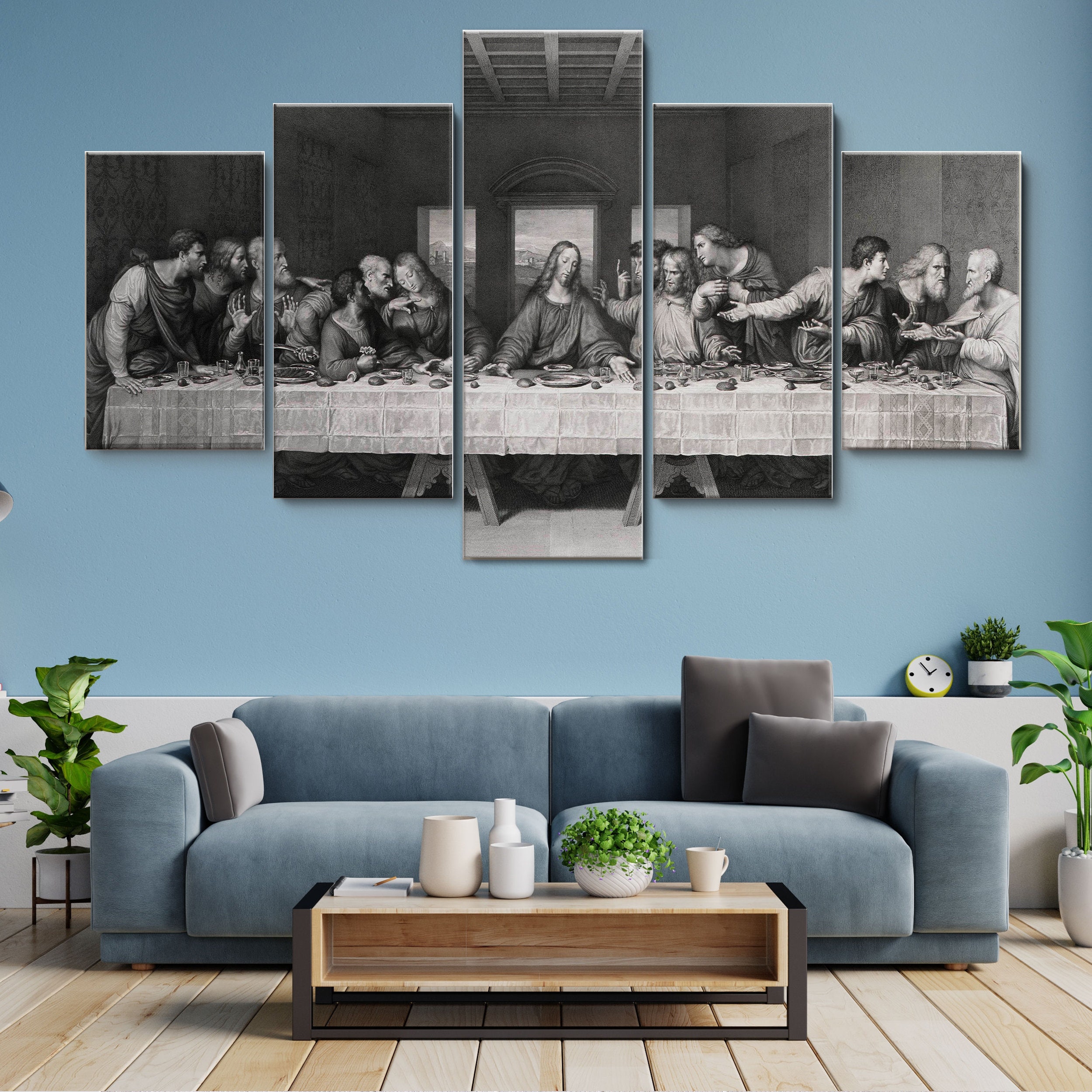 The Last Supper Black and White 5 Piece Canvas Wall Art Large - Etsy