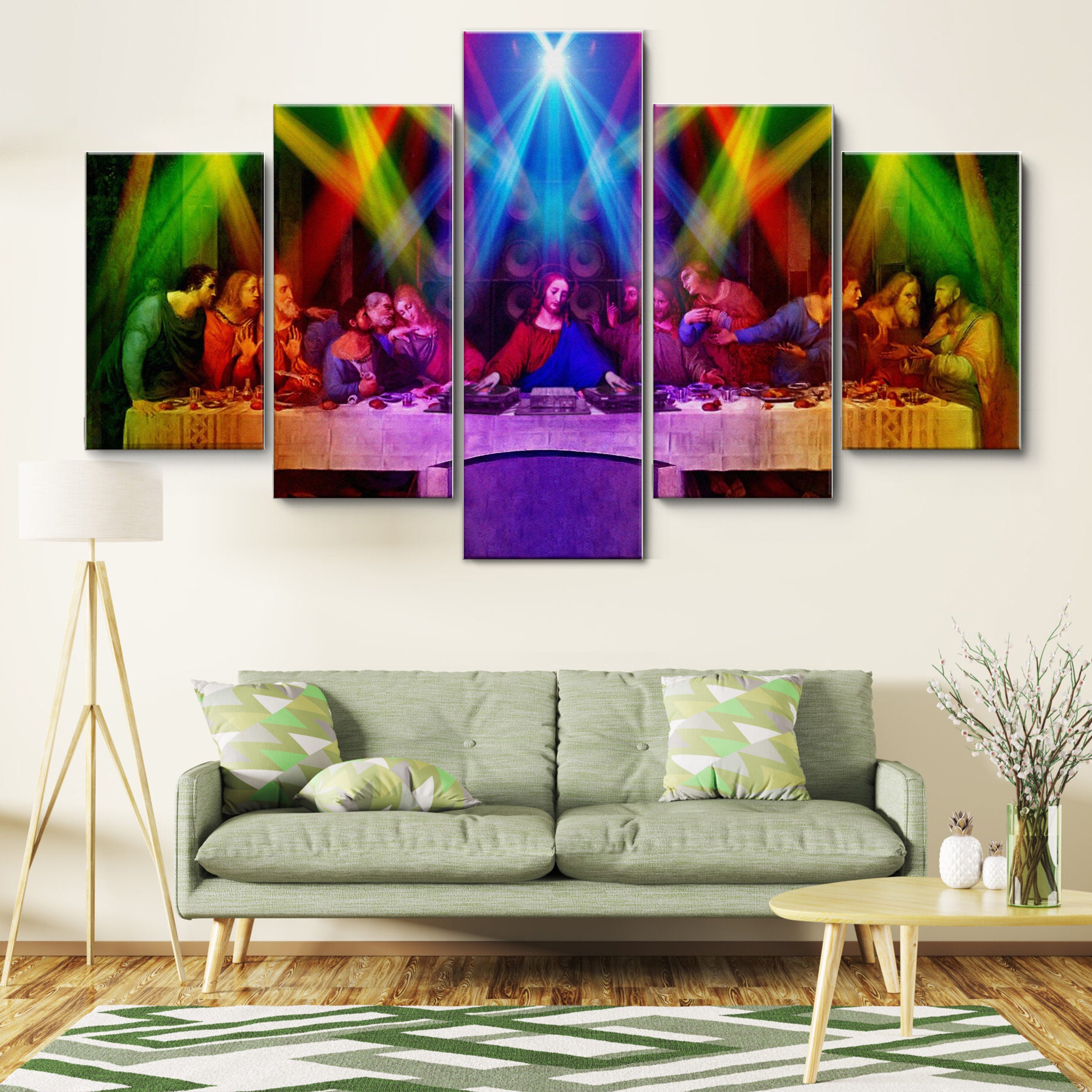 Last Supper Jesus Christ DJ Music 5 Pieces Canvas Wall Art, Large ...