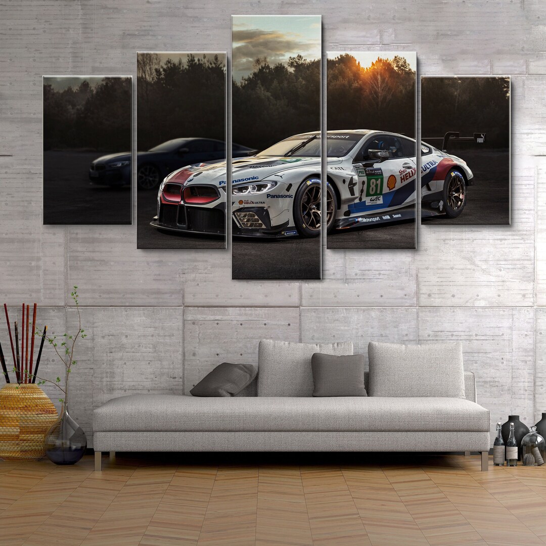 BMW M8 GTE Sport Car 5 Pieces Canvas Wall Art, Large Framed 5 Pieces ...