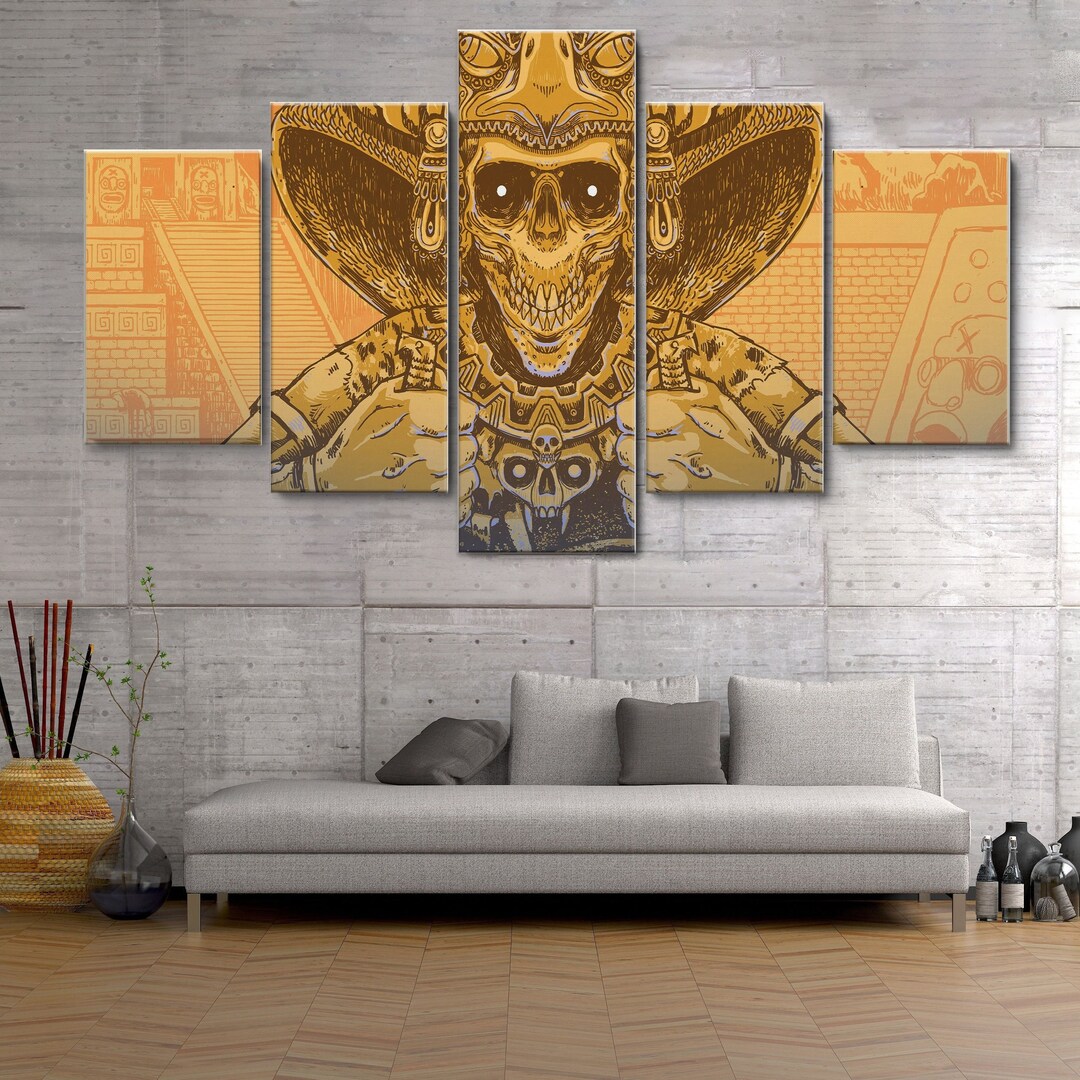 Mayan Civilization Ruler Snake King 5 Pieces Canvas Wall Art, Large ...