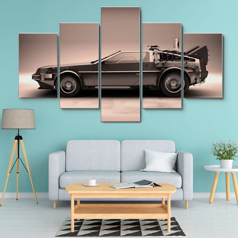 DMC Delorean Back Future 5 Pieces Canvas Wall Art, Large Framed 5 ...